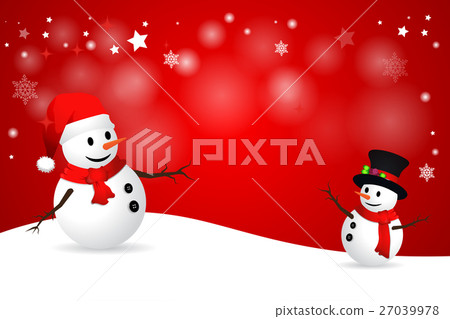 Snowman on a red background. - Stock Illustration [27039978] - PIXTA
