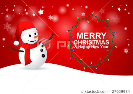 Snowman on a red background. - Stock Illustration [27039984] - PIXTA