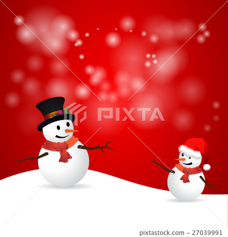 Snowman on a red background. - Stock Illustration [27039991] - PIXTA