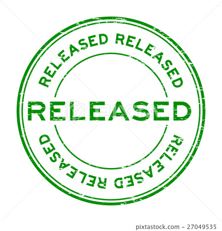 Grunge green released round rubber stamp - Stock Illustration [27049535 ...