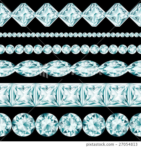 Diamond borders set on black background - Stock Illustration [27054813 ...