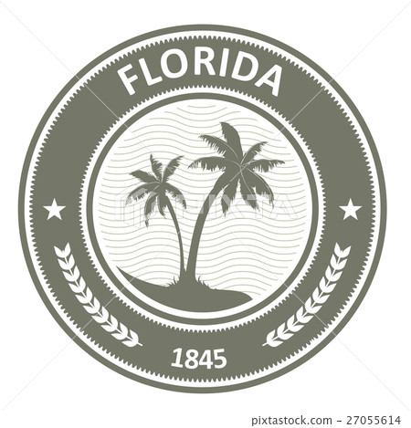 Florida stamp - FL state label with palm trees - Stock Illustration ...