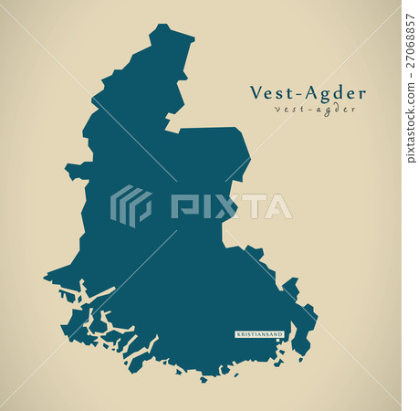 Modern Map - Vest Agder Norway NO illustration - Stock Illustration ...