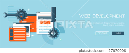 Vector illustration. Flat background. Coding - Stock Illustration ...