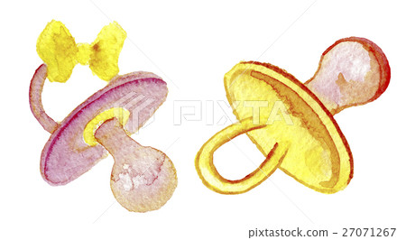 watercolor sketch of pacifier on a white backgroun - Stock Illustration ...
