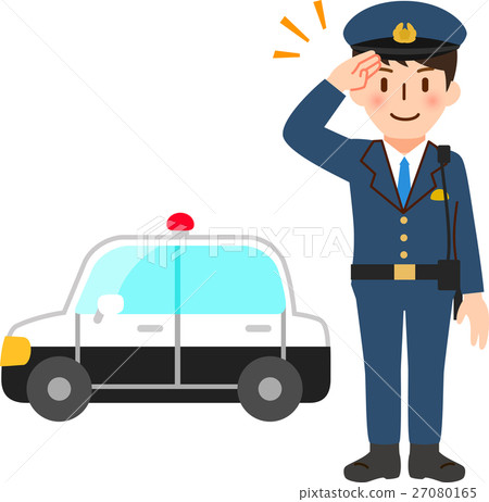 Police officers and police cars to salute - Stock Illustration ...