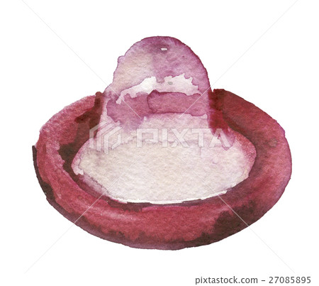 watercolor sketch of condom on white background - Stock Illustration ...