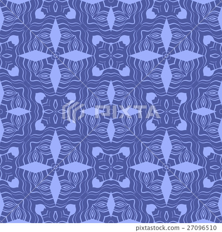 Blue Ornamental Seamless Line Pattern - Stock Illustration [27096510 ...