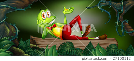 Green frog in the dark forest-插圖素材 [27100112] - PIXTA圖庫