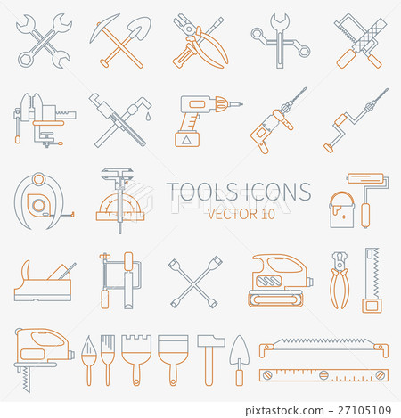 Line working color tools for construction - Stock Illustration ...