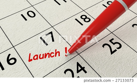 Launch calendar entry red pen - Stock Illustration [27133073] - PIXTA
