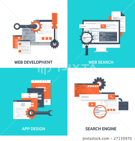 Vector illustration. Flat background. Coding-插圖素材 [27150970] - PIXTA圖庫