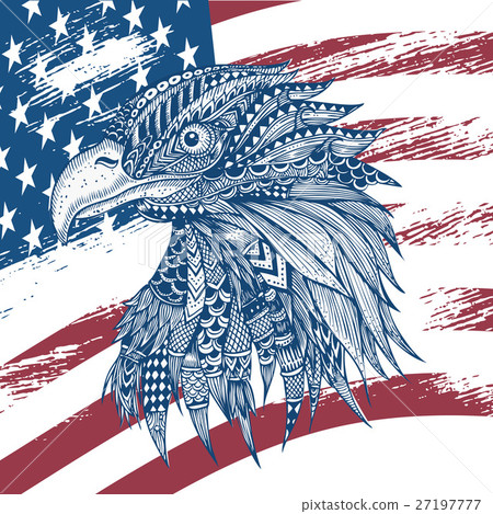 Zentangle Art, eagle on Flag of the United States-插圖素材 [27197777] - PIXTA圖庫