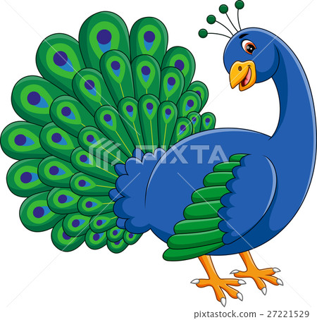 illustration of Cute peacock cartoon - Stock Illustration [27221529 ...