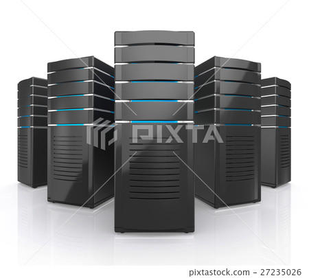 3D illustration of network workstation servers. - Stock Illustration ...