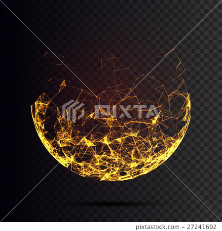 Abstract vector mesh half red spheres. Futuristic - Stock Illustration ...