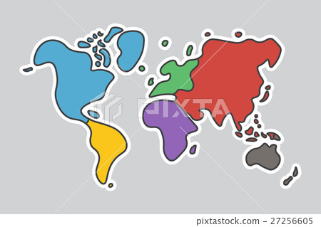 Doodle style world map . - Stock Illustration [27256605] - PIXTA