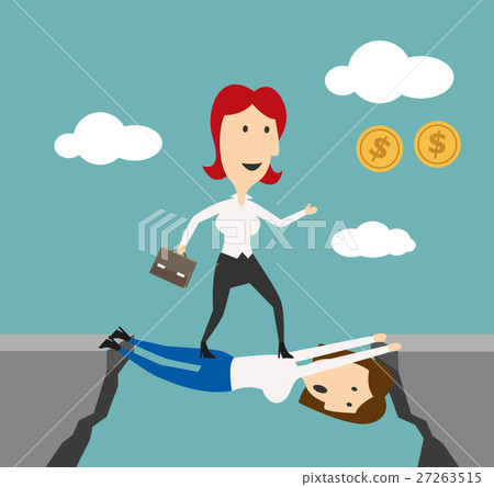 Business woman overstepping colleague for goal - Stock Illustration ...