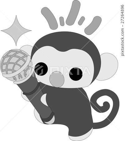 A cute monkey with a microphone - Stock Illustration [27264896] - PIXTA