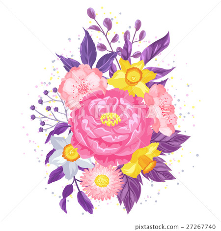 Decorative element with delicate flowers. Object - Stock Illustration ...