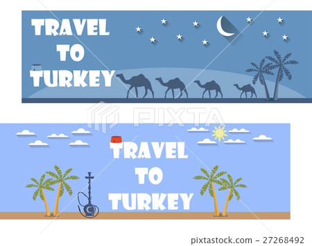 Welcome to Turkey. Banner in a flat style. Tourism - Stock Illustration ...
