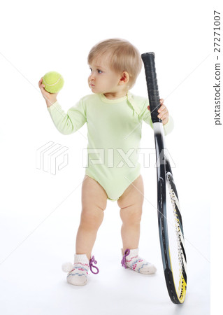 funny tennis player on white background - Stock Photo [27271007] - PIXTA