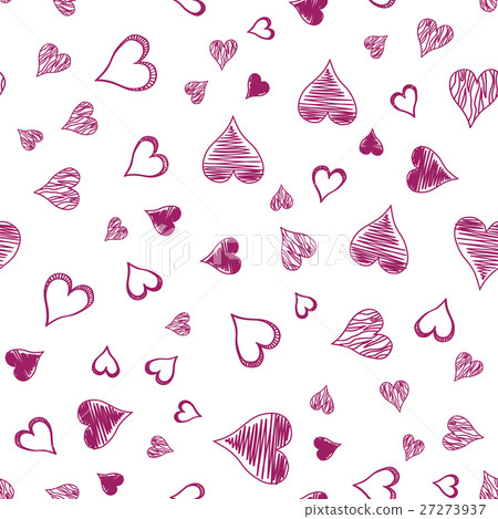 Seamless pattern with pink hearts on white - Stock Illustration ...