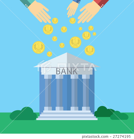 Flat design vector illustration, Bank, money - Stock Illustration ...