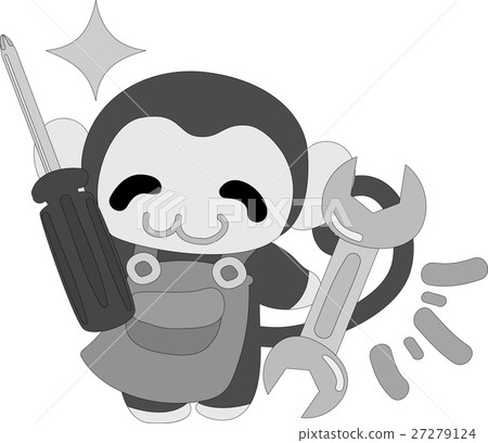 Cute little monkey and tool - Stock Illustration [27279124] - PIXTA