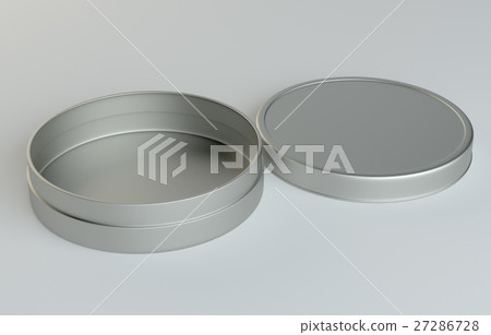 Metal round box on gray background - Stock Illustration [27286728] - PIXTA