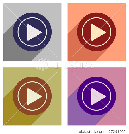 Set of flat icons with long shadow play sign - Stock Illustration ...