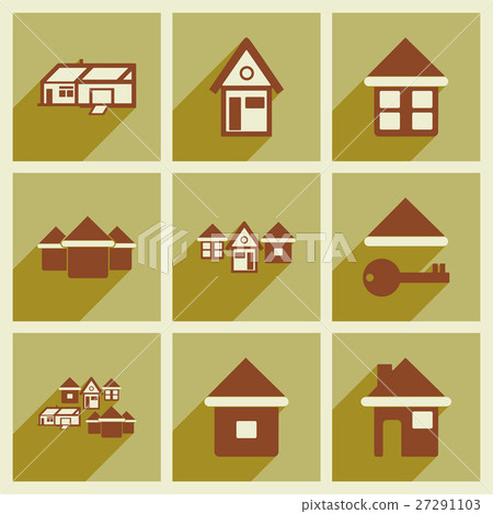Set of flat icons with long shadow house - Stock Illustration [27291103 ...