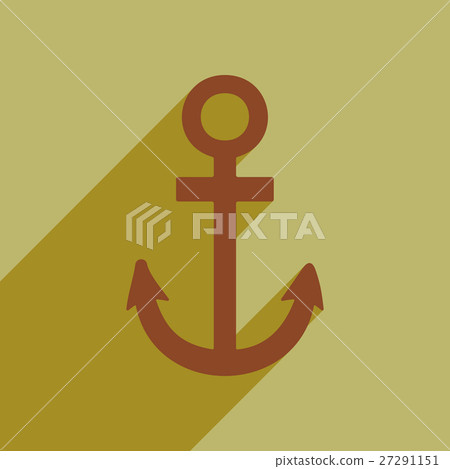 Flat style icon with long shadow anchor - Stock Illustration [27291151 ...