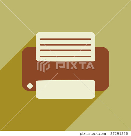 Flat style icon with long shadow Printer - Stock Illustration [27291256 ...