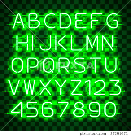 Glowing Green Neon Alphabet. - Stock Illustration [27291671] - PIXTA