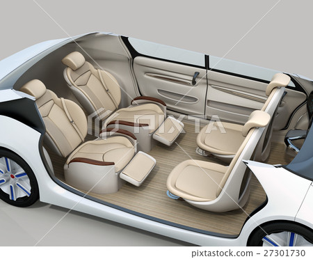 Seat layout of automatic driving car. Rotatable... - Stock Illustration ...