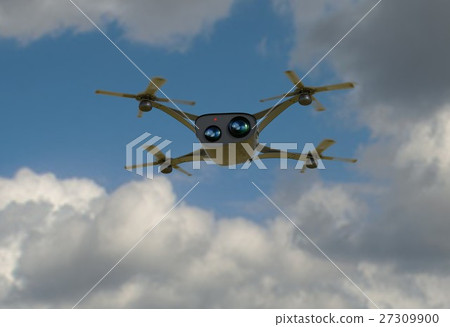 modern camera drone in flight, front view of the - Stock Illustration ...