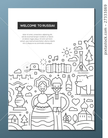 Welcome to Russia - line design brochure poster - Stock Illustration ...