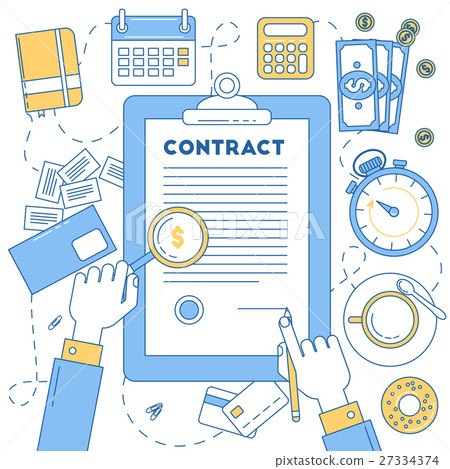 Contract, line design illustration - Stock Illustration [27334374] - PIXTA
