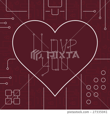 I Love You Techno Line Art Bakcground. - Stock Illustration [27335041 ...