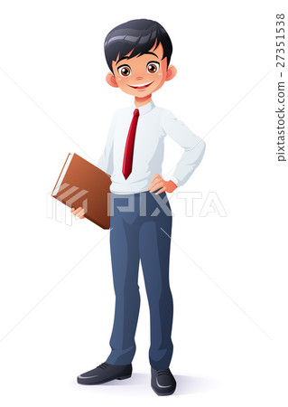 Vector clever smart school student boy with book - Stock Illustration ...