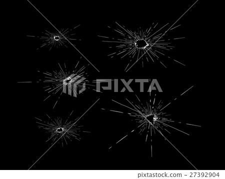 Traces of bullets shattered the glass. - Stock Illustration [27392904 ...