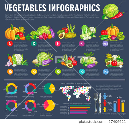 Vegetable infographics with graphs and veggies - Stock Illustration ...