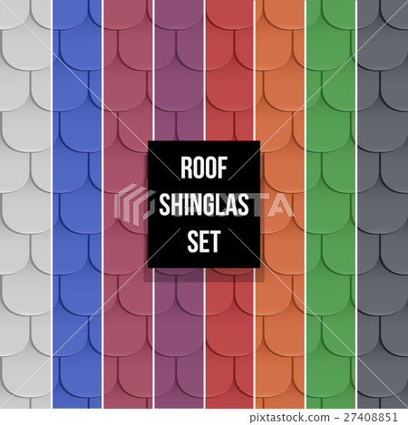 Set of Shingles roof seamless patterns - Stock Illustration [27408851 ...
