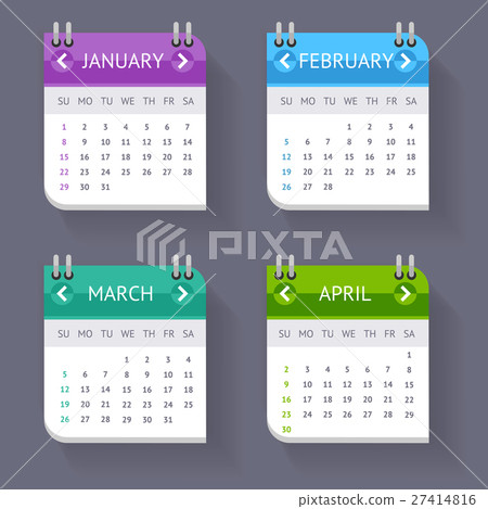 Calendar Quarter Month Set. Vector - Stock Illustration [27414816] - PIXTA