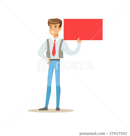 Office Worker Marching In Protest With Banner - Stock Illustration ...