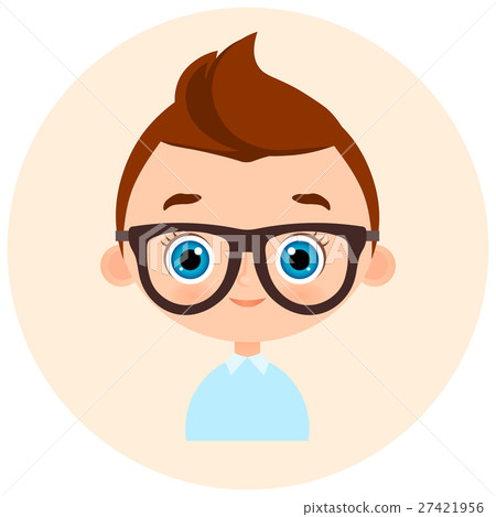 Faces Avatar in circle. Portrait young boy with - Stock Illustration ...