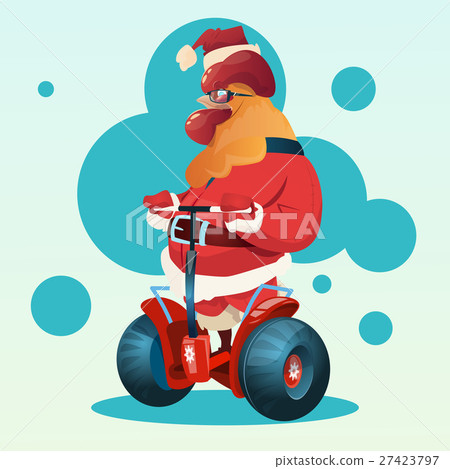Happy New 2017 Year Rooster Ride Electric Scooter - Stock Illustration ...