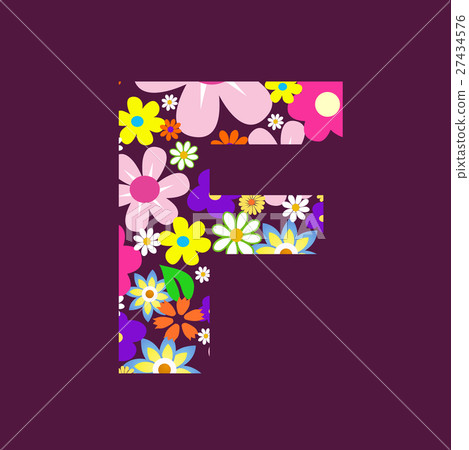 Letter of beautiful flowers F - Stock Illustration [27434576] - PIXTA
