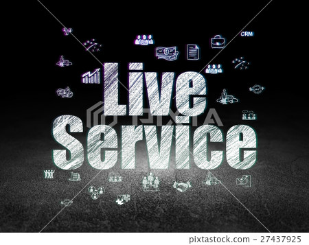 Business concept: Live Service in grunge dark room - Stock Illustration ...